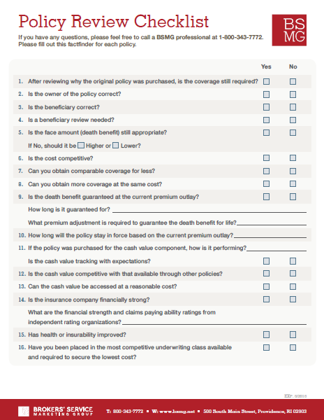 Life Policy Review – BSMG | Brokers' Service Marketing Group